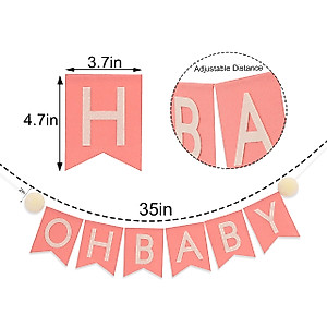 Oh Baby Felt Fabric Banner - Baby Girl Banner, Modern Baby Shower, Pregnancy Banner, Baby Announcement, Gender Reveal Party Supplies, Baby Shower Backdrop, Announcement of Pregnancy Baby Shower Party Decorations.