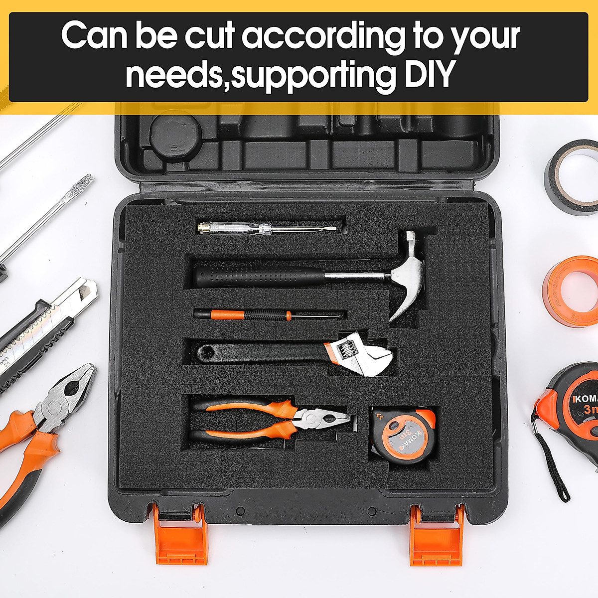 4 PCS Pick Apart Foam Insert -2 Size Pick and Pluck Foam -Pluck Pre Cube Sheet Foam with Bottom Use for Board Game Box Cases Storage Drawer (black 30 * 40)