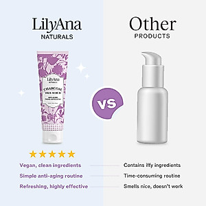 LilyAna Naturals Charcoal Face Scrub - Facial Exfoliator - Microdermabrasion Scrub - Facial Skin Care Products for Women and Men - Lavender and Tea Tree Oil - 3oz