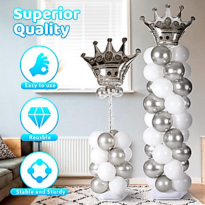 Balloon Column Stand Kit, Set of 4, 6.6 Feet Adjustable Height Balloon Tower Stand with Reusable Metal Telescopic Design for Birthday, Graduation,Baby Shower, Party Decoration andWedding