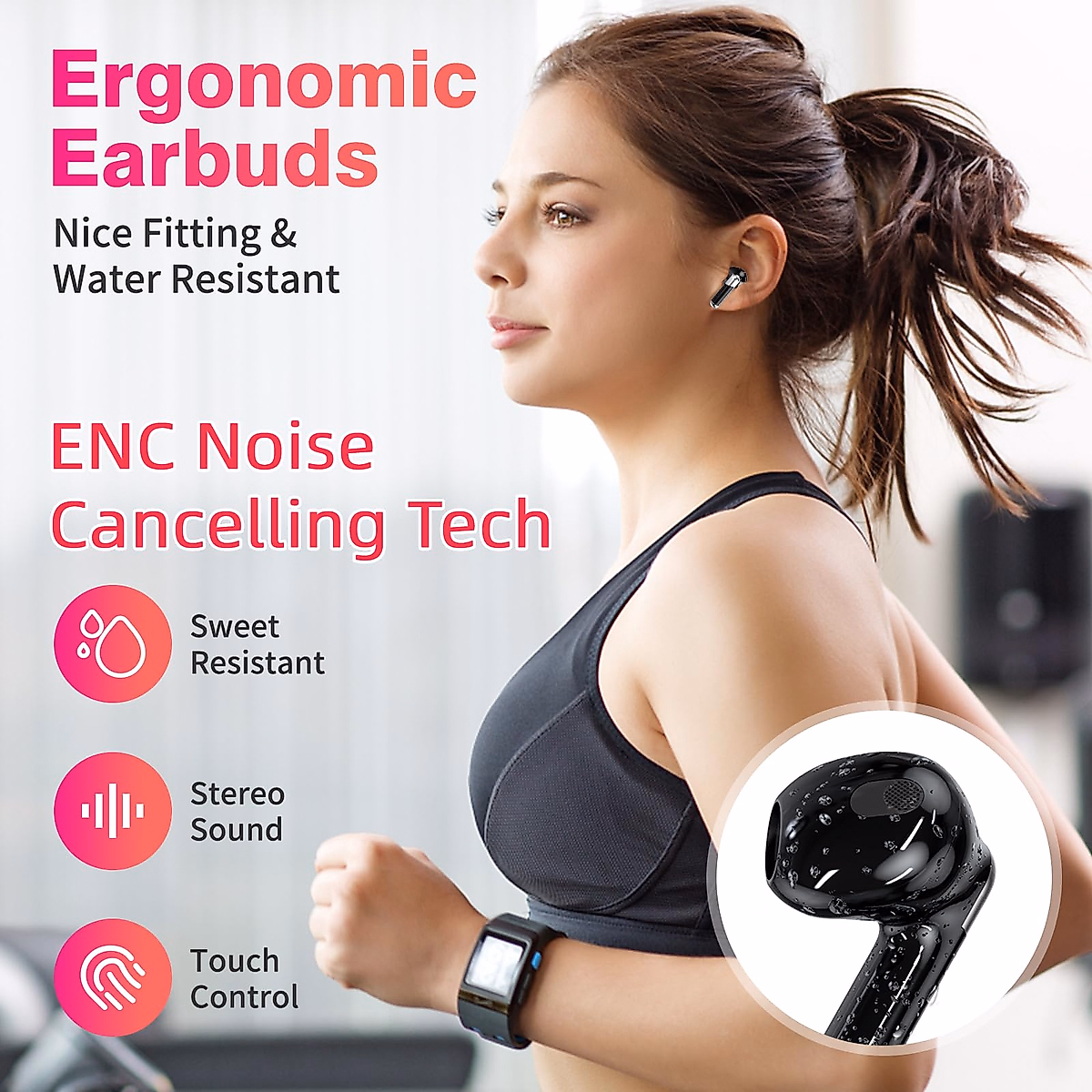 Wireless Earbuds Bluetooth 5.3 Headphone for iPhone 15 Pro Max 14 13 12 Samsung S24 Ultra A53 A54 A15 S23 FE S22 S21 Google Pixel 6a 7a 8a 8 Noise Canceling Bluetooth Headset in-ear Headphone Android