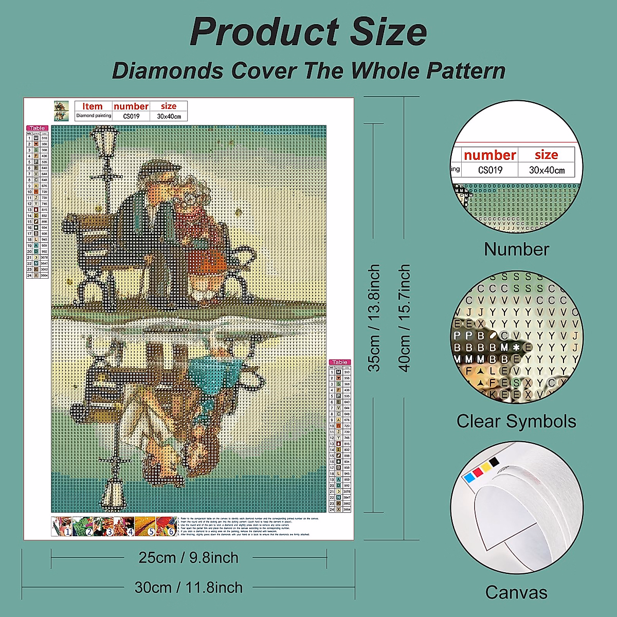 Acudotr Diamond Painting Kits for Adults, 5D DIY Diamond Art Kits for Beginners, Full Drill Diamond Painting Kits for Home Wall Decor, Old Couple, 12x16 Inch