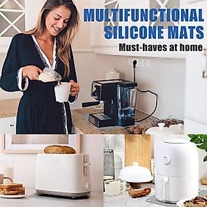 Heat Resistant Mat for Air Fryer Anti-slip mat for kitchen appliances, 1 Pcs Kitchen Countertop Heat Protector Mat Kitchen Hot Pads for Ninja Foodi Air Fryer, Coffee Maker(grey 14x14inch)