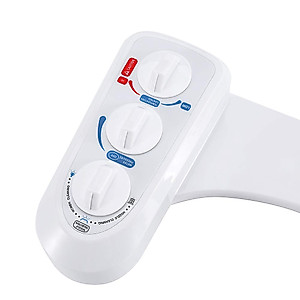 Bidet Attachment, Hot Cold Fresh Water Spray Self- Dual Nozzle Non-electric Mechanical Bidet Toilet Seat Attachment - Adjustable Water Pressure Temperature White