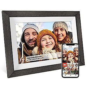 Frameo 10.1 inch Digital Picture Frame WiFi 32GB Smart Digital Photo Frame Wood IPS HD 1280 * 800 1080P Touch Screen Auto-Rotate Easy Setup to use Free Share Photos and Videos app Anywhere from MQQC