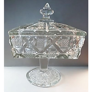 Katrina Custom Fancy Glass Dish with Powder Puff - Medium No Lid