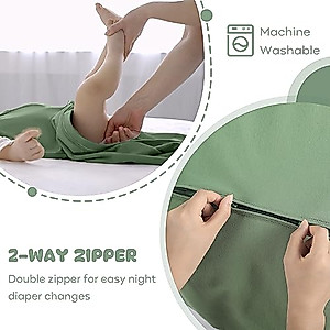 Yoofoss Baby Sleep Sack 12-18 Months Baby Wearable Blanket 100% Cotton 2-Way Zipper TOG 0.5 Toddler Sleeping Sack, Comfy Soft Lightweight Sleep Sacks for Babies - Dark Green (Large)