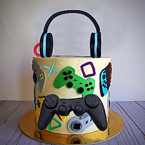 11 PCS Video Game Themes Cake Toppers Cake Decoration Headset Cake Decoration Game Console Controller Cake Decoration Game Theme Birthday Party Supplies