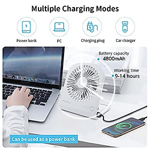behappi 3 Speed 4800mah portable rechargeable Small Room Air Circulator desktop Fan Quiet 180° Adjustable