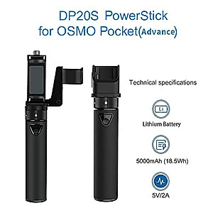 Smatree Portable Osmo Pocket 2 PowerStick(PowerBank) Compatible for DJI Osmo Pocket 2 & DJI Osmo Pocket 1, Handheld Smartphone Holder Mount Bracket with Tripod for Osmo Pocket Camera