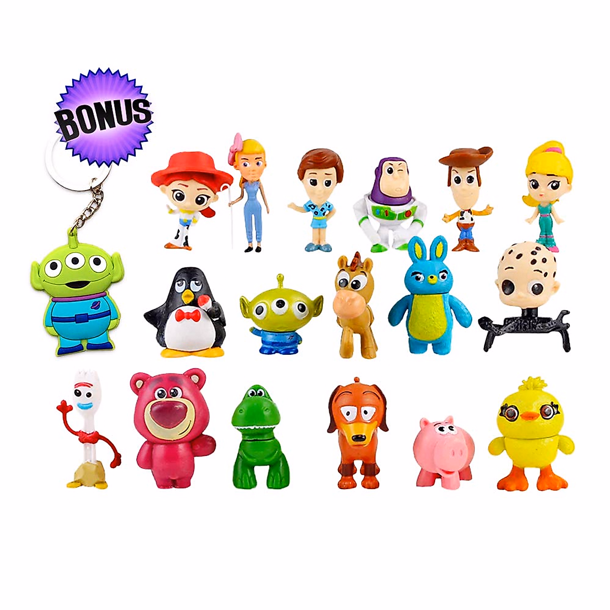 Toy Story Action Figures – Set of 17 Mini Figurines for Kids – Collectible Toy Store Cake Toppers – Great Party Favors for Toddlers – Action Figure Set with Keychain – Toy Story Birthday