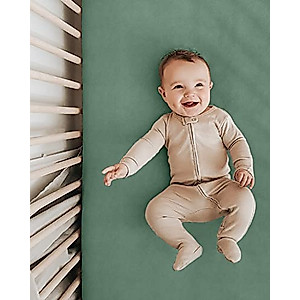 Babebay Crib Sheets for Boys and Girls, Fitted Baby Crib Sheet Neutral for Standard Crib Mattress & Toddler Bed Mattress (52"x28"), Soft and Safe Cotton Green Crib Sheets, 2 Pack (Sage Green)