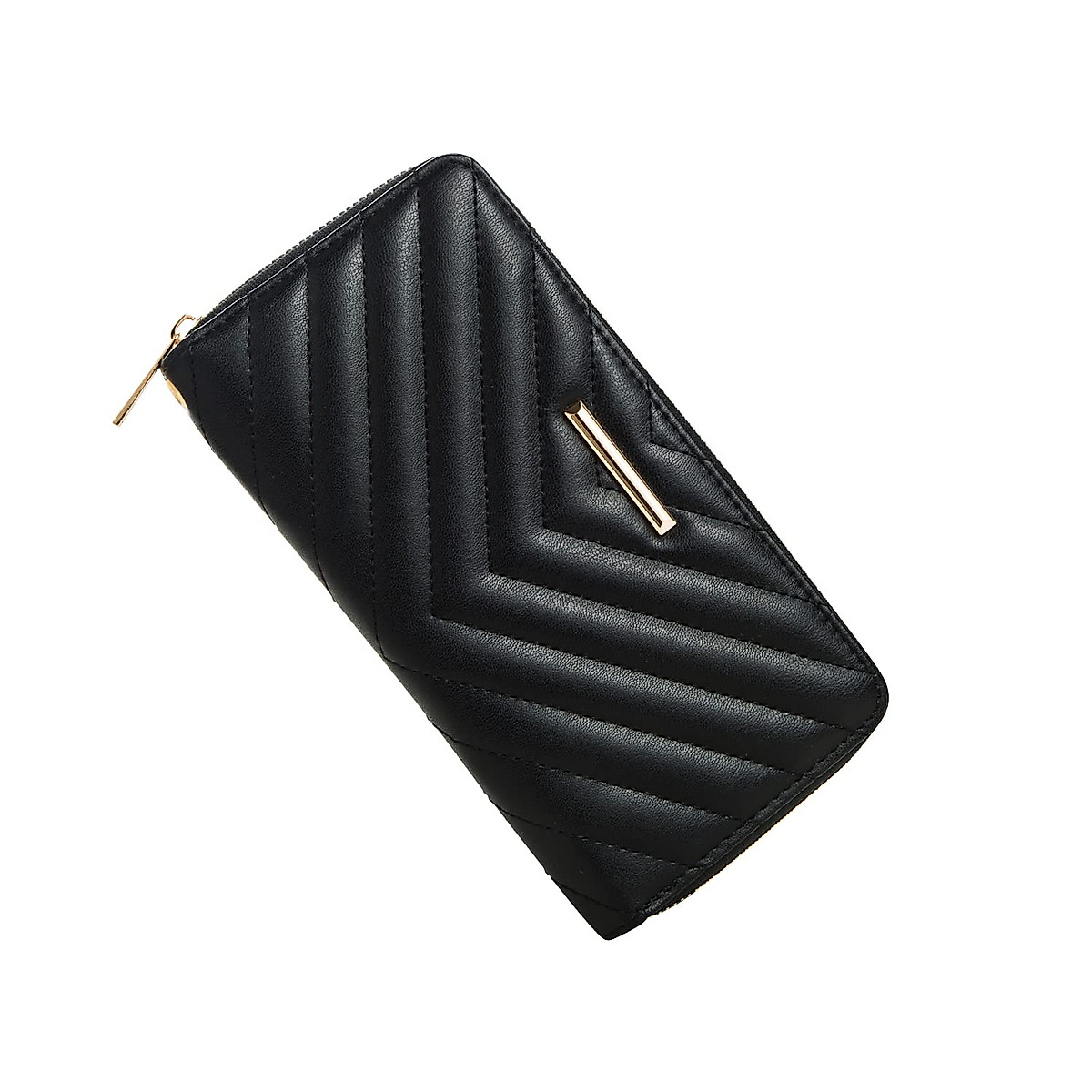 FACAI RFID Wallet Women Slim Ladies Wristlet Clutch Travel Cash Card Organized Anti Theft Large Capacity Zipper Black V