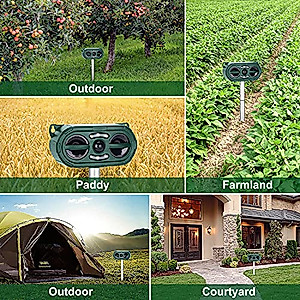 Solar Ultrasonic in Repellent Defender Rat, Squirrel, Deer, Raccoon, Skunk, Rabbit, Mole, Dog, Cat, Waterproof with Motion Detector