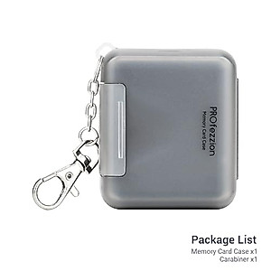 PROfezzion SD Card Holder Case Water-Resistant: Portable 12 Slots Memory Card Case for 8 Micro SD Card & 4 SD/SDXC/SDHC Card, Memory Card Hard Carrying Box Keeper Protector with Rubber Interior Grey