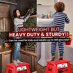 SPLENDOLE Folding Step Stool - 9-Inch Non-Slip Foot Stool for Kitchen, Bathroom, Living Room - Compact and Lightweight Stool Chair with 250-Lb Maximum Weight Capacity Step Stools for Kids and Adults