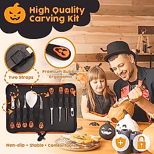 Halloween Pumpkin Carving Kit Tools - 9 PCS Premium Stainless Steel Pumpkin Knives Set Heavy Duty Carving Tools for Halloween Decorations, TAVOLOZZA