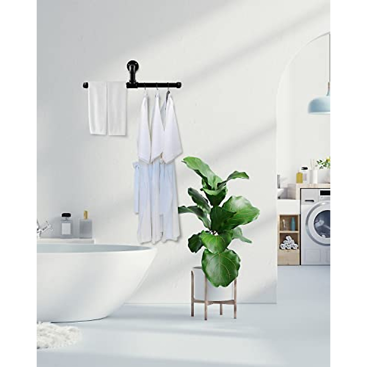 MUZIK 18 inch Industrial Pipe Clothes Rack, Heavy Duty Wall Mounted Garment Racks for Bathroom Cabinet Boutique Clothing Store, 2 Pack