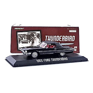 1965 Thunderbird Convertible (Top-Up) Raven Black with Red Interior 1/43 Diecast Model Car by Greenlight 86626