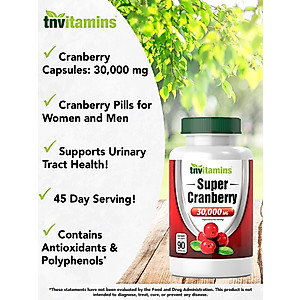 Cranberry Pills for Women & Men (30,000 MG x 90 Capsules) | Supports Urinary Tract Health* | Cranberry Concentrate Supplement | Bladder & Kidney Support* | Supports Women's Health* | Antioxidants