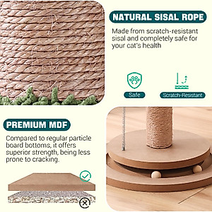 Aplatho Scratching Posts for Indoor Cats Adults - 33.2" Tall Cat Scratching Post with Sisal Rope - Cute Kitten Cat Tree Scratching Post with Interactive Ball Track