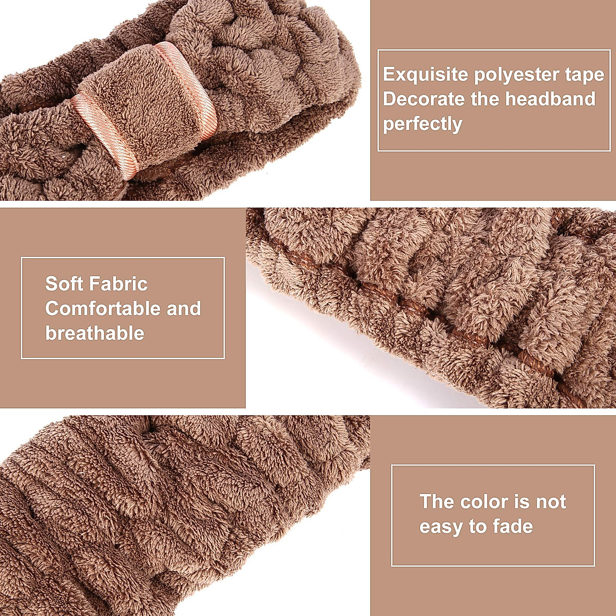 DOOBO 6pcs Microfiber Hairband, Fluffy Face Wash Headbands for Women, Spa Headbands for Skin Care, Yoga, Running, Exercise, Absorbent & Comfortable