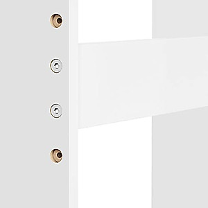 Topeakmart Over The Toilet Storage with 2 Doors & Adjustable Shelf, Free Standing Toilet Rack, Home Space-Saving Furniture with 2 Upper Open Compartments, L25xW8xH77 Inches, White