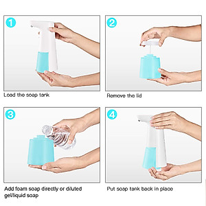 LAOPAO Soap Dispenser, Automatic Foaming Soap Dispenser Hand Free Countertop Soap Dspensers 240ml Touchless Soap Pump for Kitchen & Bathroom Xmas Gift White