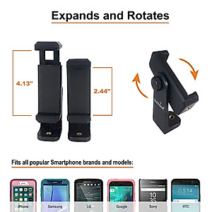 DaVoice Tripod Phone Mount Adapter, 360 Rotating Holder, Compatible with iPhone Smartphone Camera Stand, Universal Cell Phone Attachment Clip Clamp