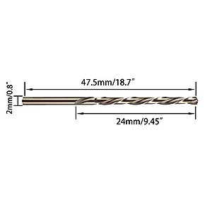 2mm Cobalt Drill Bit M35 HSS Metal Drill Bit Set for Hard Metal Stainless Steel Cast Iron(10 Pcs 2mm)