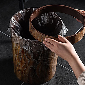 Hotel Kitchen Waste Bins Decorative Round Trash Can Plastic Wood Small Wastebasket Garbage Container Bin Trash Can Pail for Bathroom Kitchen Garbage Containers Indoor Bathroom Waste Basket