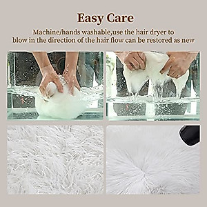 HOMBYS Fluffy 4x6 Faux Fur Heart Shaped Area Rug for Living Room Bedroom, Soft Large Pink Faux Sheepskin Play Carpet for Kids Baby Girls and Pets, Plush Furry Decor Shaggy Feet Mat for Bedside