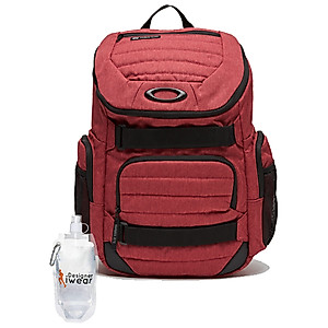 Oakley Men's 30L Enduro 3.0 Big Iron Red Backpack for Hiking Backpacking Camping Traveling + BUNDLE with Designer iWear Collapsible Water Bottle with Carabiner