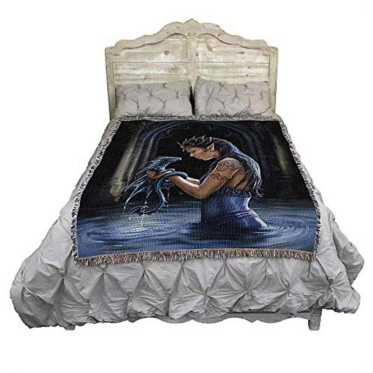 Pure Country Weavers Water Dragon Blanket by Anne Stokes Age of Dragons Collection - Gift Fantasy Tapestry Throw Woven from Cotton - Made in The USA (72x54)