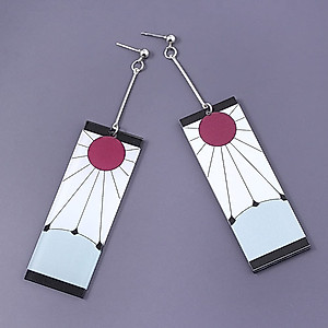 Tanjiro Earrings Hanafuda Tanjiro Cosplay Earrings Anime Jewelry Accessories