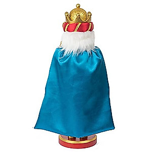 NEROSUN 14 Inch King Wooden Christmas Nutcracker, Traditional Islamic Wooden Nutcracker with Gold Crown Holding a Magic lamp, Festive Muslim Decorations for Shelves and Tables Decor (Red)