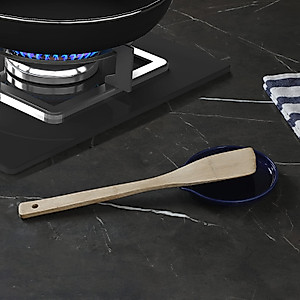 GDCZ Ceramic Spoon Rest for Stove Top - 5 Inches Large Spoon Holder for kitchen Counter, White Coffee Spoon Rest, Cooking Utensil Rest, Kitchen Accessories, Dishwasher Safe, Set of 1,Navy