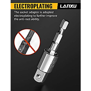 Tool Gift for Man, 3-Piece Power Drill Sockets Adapter Sets, 360°Rotatable Hex Shank Impact Driver Socket Adapter, Socket to Drill Adapter 1/4" 3/8" 1/2" Impact Driver Adapter