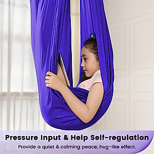 Sensory Swing Safe for Kids Pod Swing Special Needs (with Hardware) Indoor Outdoor Swing Hanger Hammock Chair for Calming & Relaxing, Autism, ADHD Aspergers Therapy Cuddle, Child Sensory Seat Toy Gift