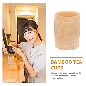 DOITOOL 4PCS Bamboo Tea Cups Set, Bamboo Teacups Coffee Mug Wine Mug for Drinking Tea Coffee Wine Beer Hot Drinks