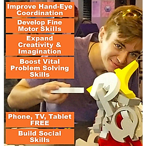 Funsparks Quaggle Stacking Balance Game - Wood Blocks - Premium Suspend Game - STEM Toy, 2 to 12 Players for Kids, Adults, Family