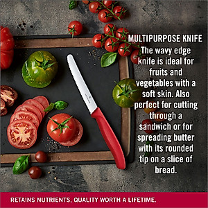 Victorinox Swiss Classic 4.5 Inch Serrated Utility Steak Knife with Red Handle