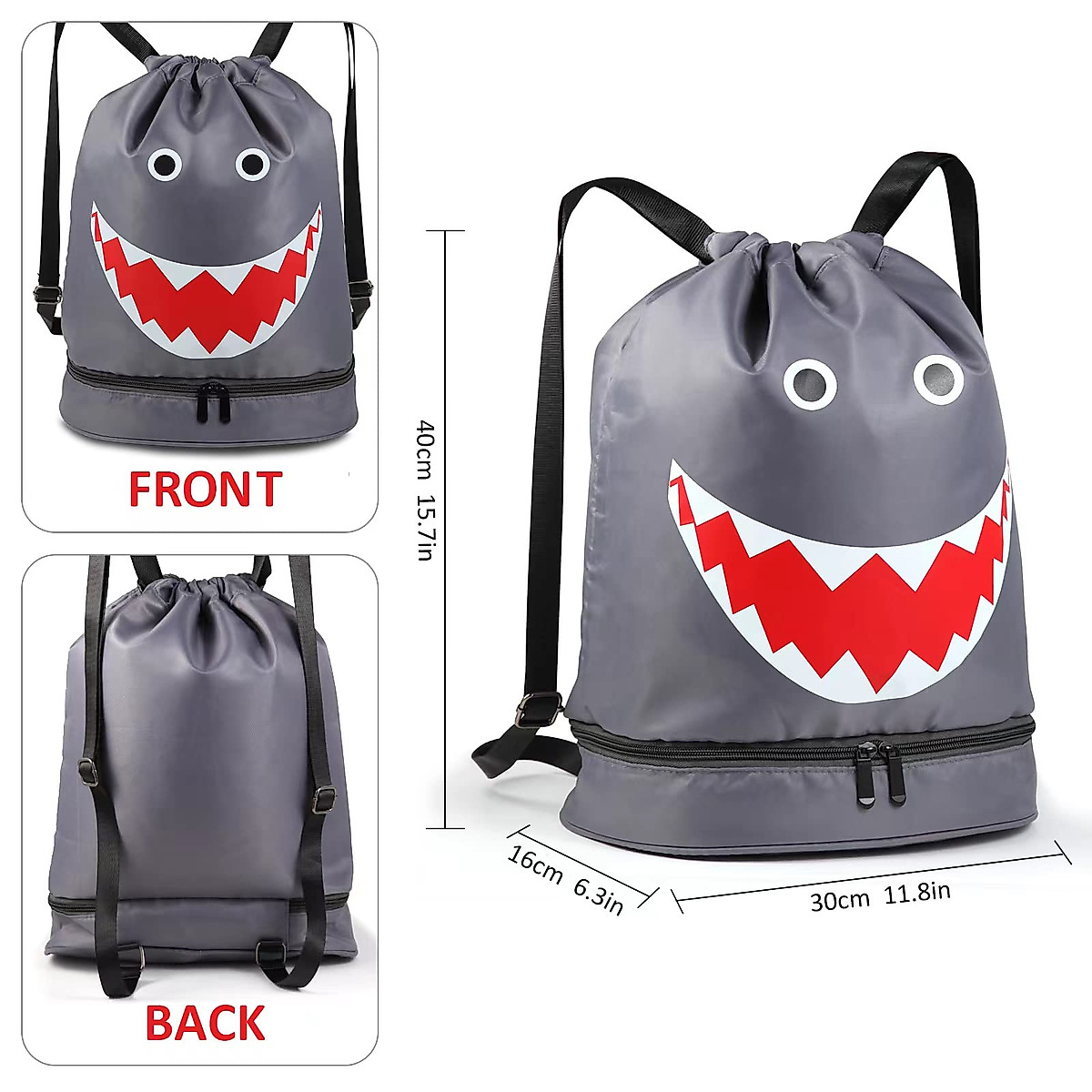ZIXINZIYI Kids drawstring bag,Kids swim bag,Dry and wet storage bag for boys and girls,Kids sports beach camp backpack