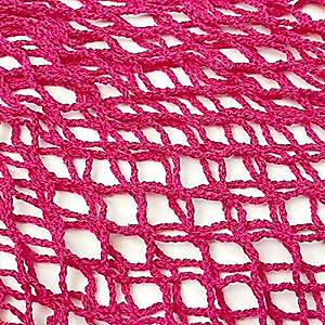 allydrew Cotton Mesh Net Shopping Bag, Grocery Bag for Vegetables, Produce (Set of 3), Hot Pink, Beige, Teal