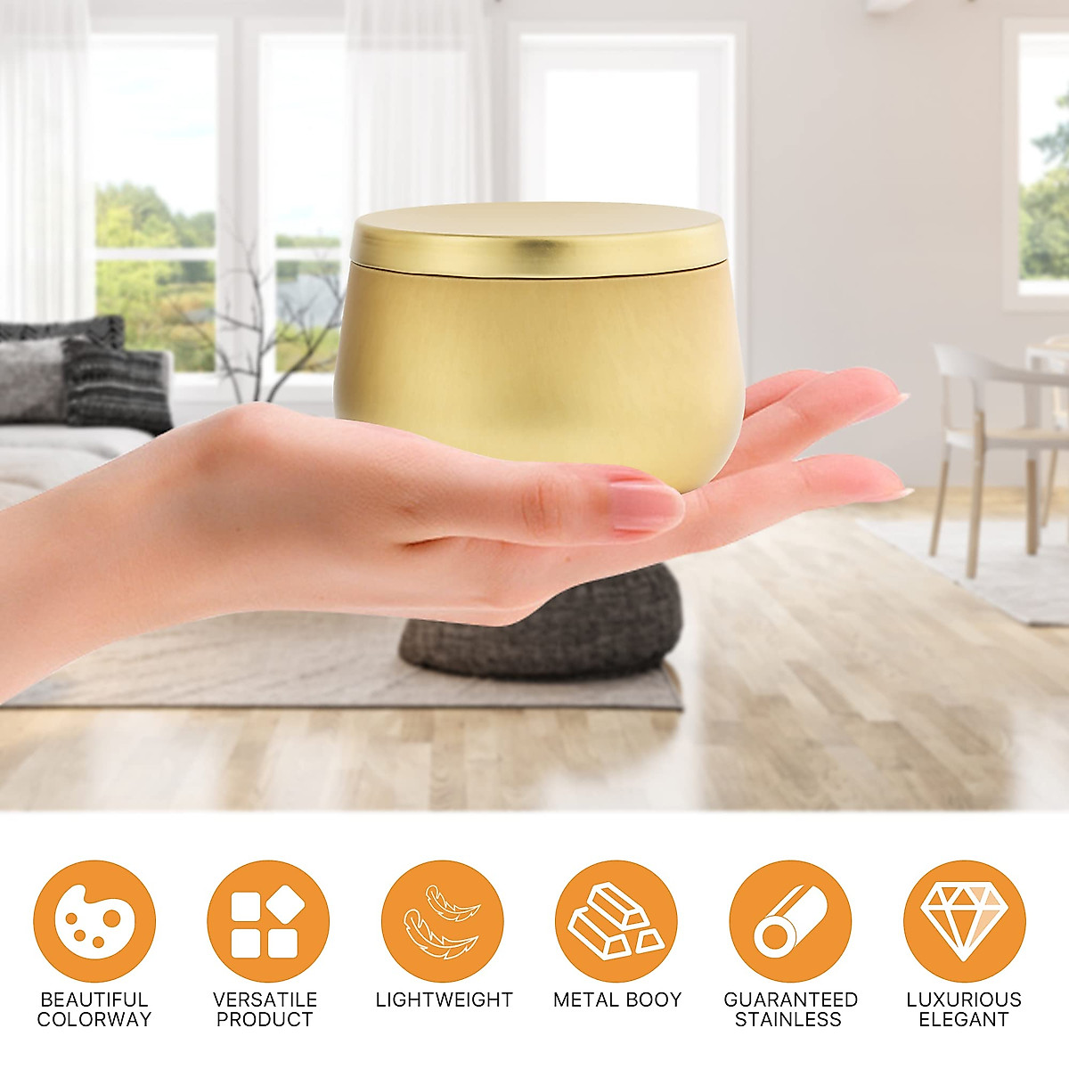 Gransuncy Nachy Candle Tins 12 Pcs, 8 oz Storage Tins Candle Container with Lids for Making Candles Christmas Arts & Crafts, Storage for Candy, and Gifts (Black,Gold,White)