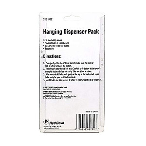 Red Devil 325102 100 Pack Hanging Dispenser Utility Knife Blades, Black