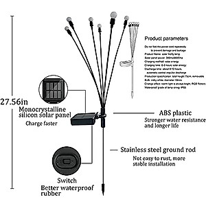 Solar Garden Lights, 2PCS Solar Powered Firefly Lights Outdoor Waterproof, Starburst Swaying Light, Vibrant Garden Solar Lights for Garden,Yard, Path, Lawn Decor (Warm White)