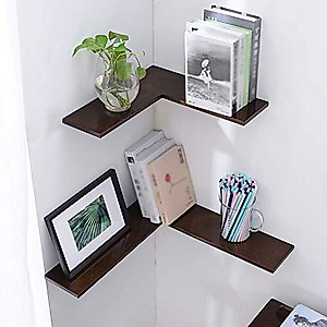 PIBM Stylish Simplicity Shelf Wall Mounted Floating Rack Shelves Oak Angle Frame Waterproof Multifunction Living Room Bearing Strong,2 Colours,2 Sizes, Black Walnut , 60x15cm