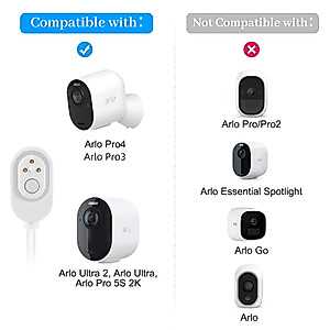 Solar Panel Charger for Arlo Camera, Power Compatible with Pro 4, Arlo Pro 5S, Pro 3, Ultra 2, and Ultra Cameras, 13ft/4m Cable, 6V4.5W