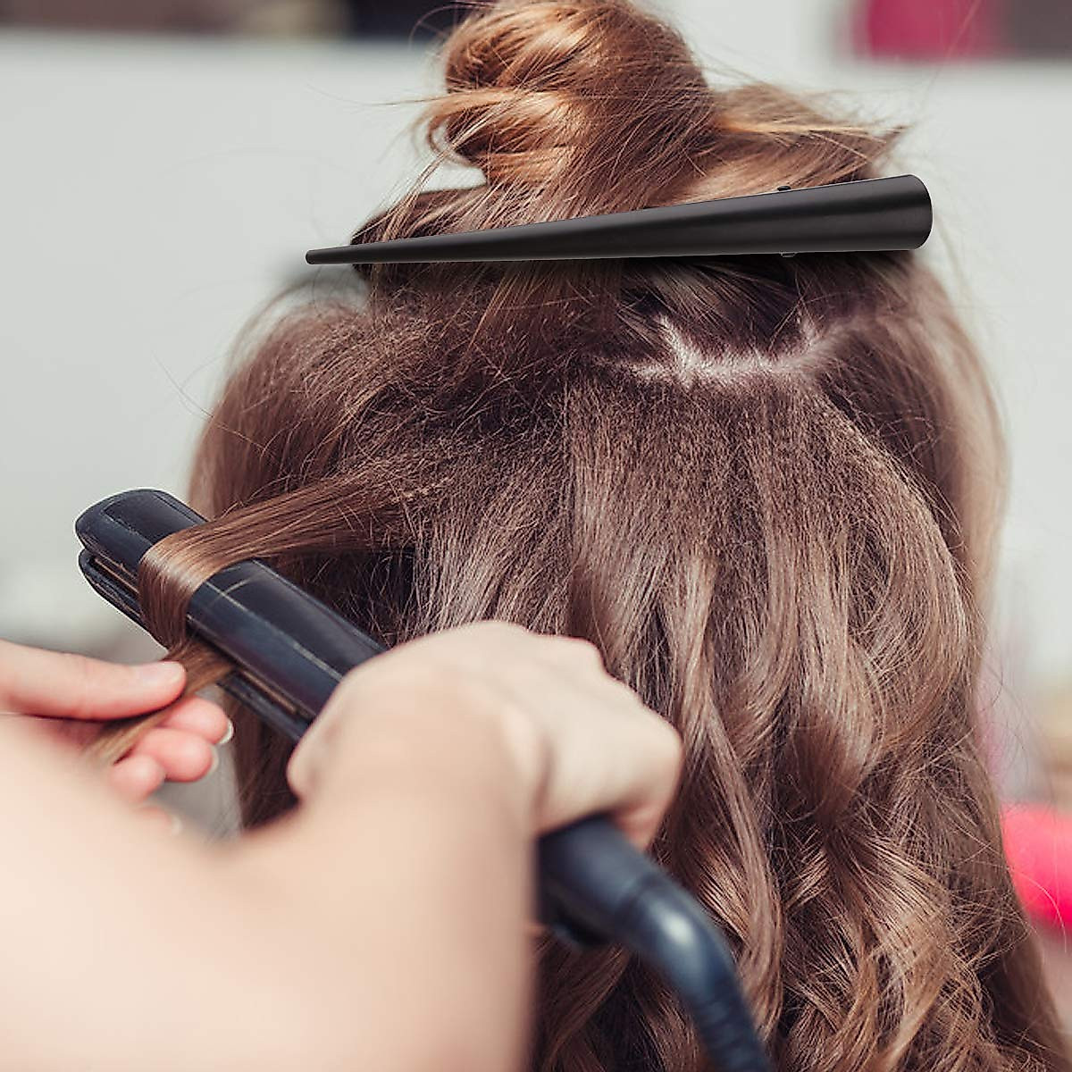 Large Long Alligator Hair Clips for Styling Salon Sectioning, GLAMFIELDS 5 inch Rust-Proof Durable Non-Slip Duckbill Metal Clips for Women Thick and Thin Hair (6 Pack) Black